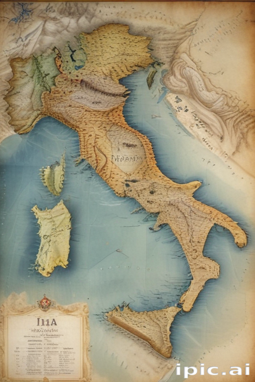Detailed Historical Map of Italy Highlighting Geographic Features and ...
