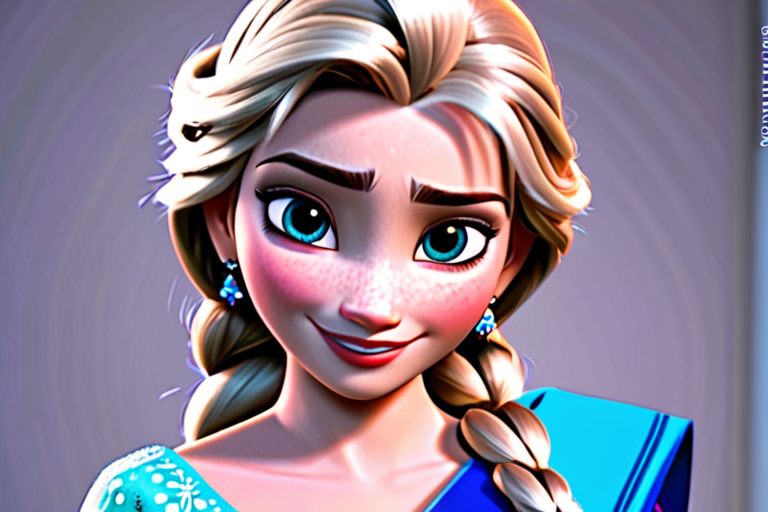 Elsa hug Anna in saree indian smile frozen disney smile look at camera 3D