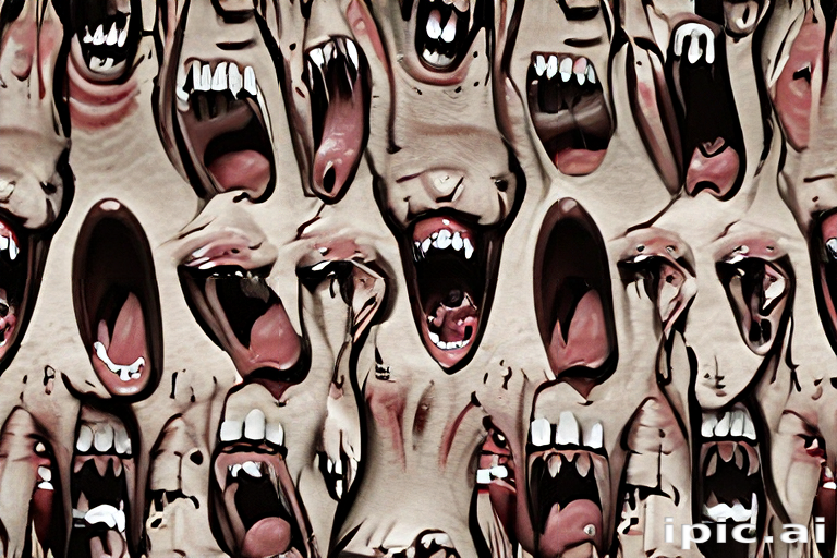 An Abstract Collage of Distorted Faces Expressing Raw Emotion and Anguish