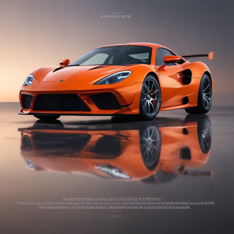 Stunning Orange Sports Car Showcased with Reflection on Smooth Surface