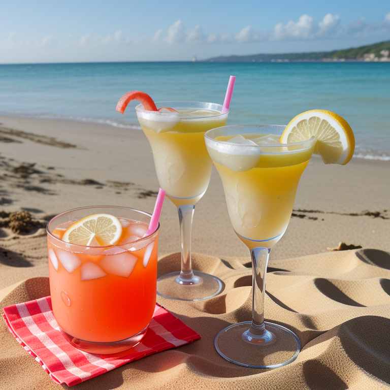 Refreshing Tropical Cocktails Enjoyed on a Beautiful Beachside Getaway