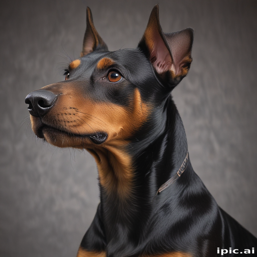 A Majestic Doberman Pinscher Posing Elegantly Against a Neutral Background.