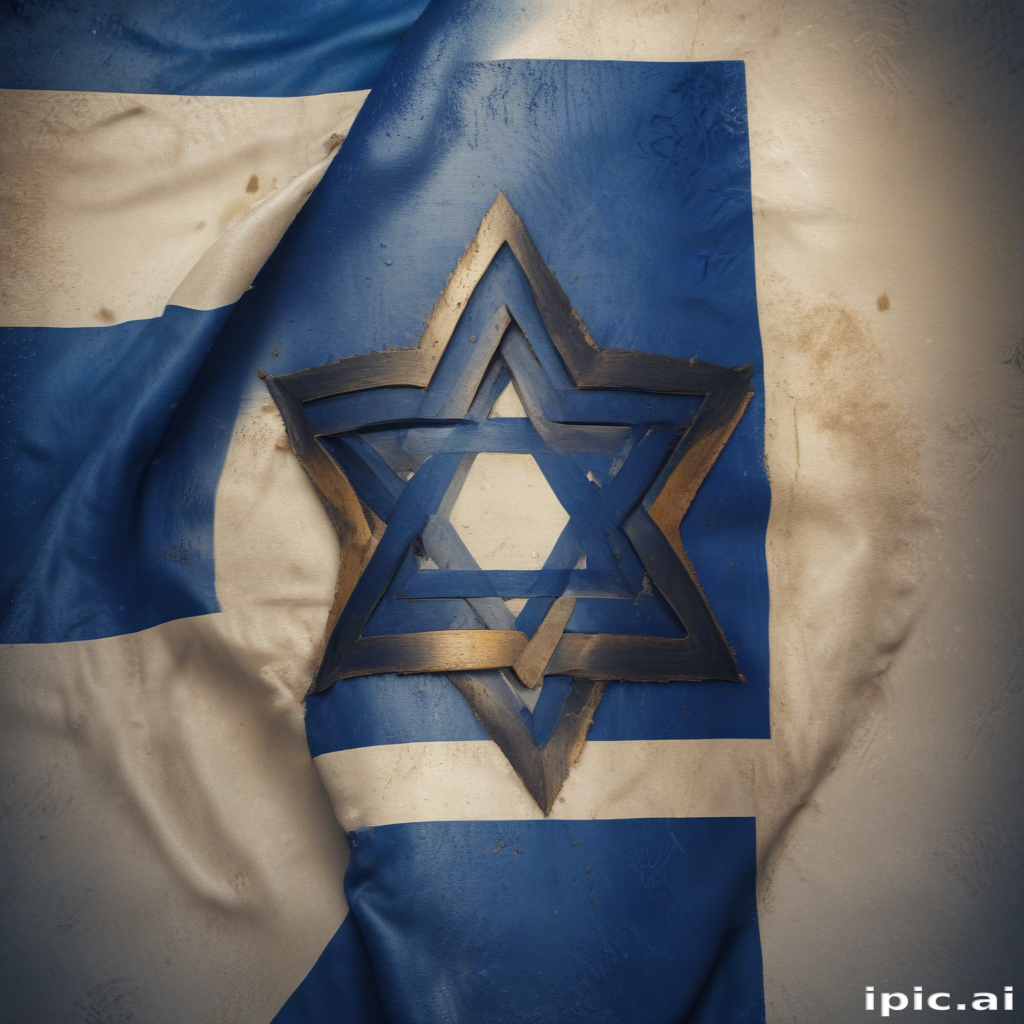 Artistic Representation of the Israeli Flag with Star of David Emblem