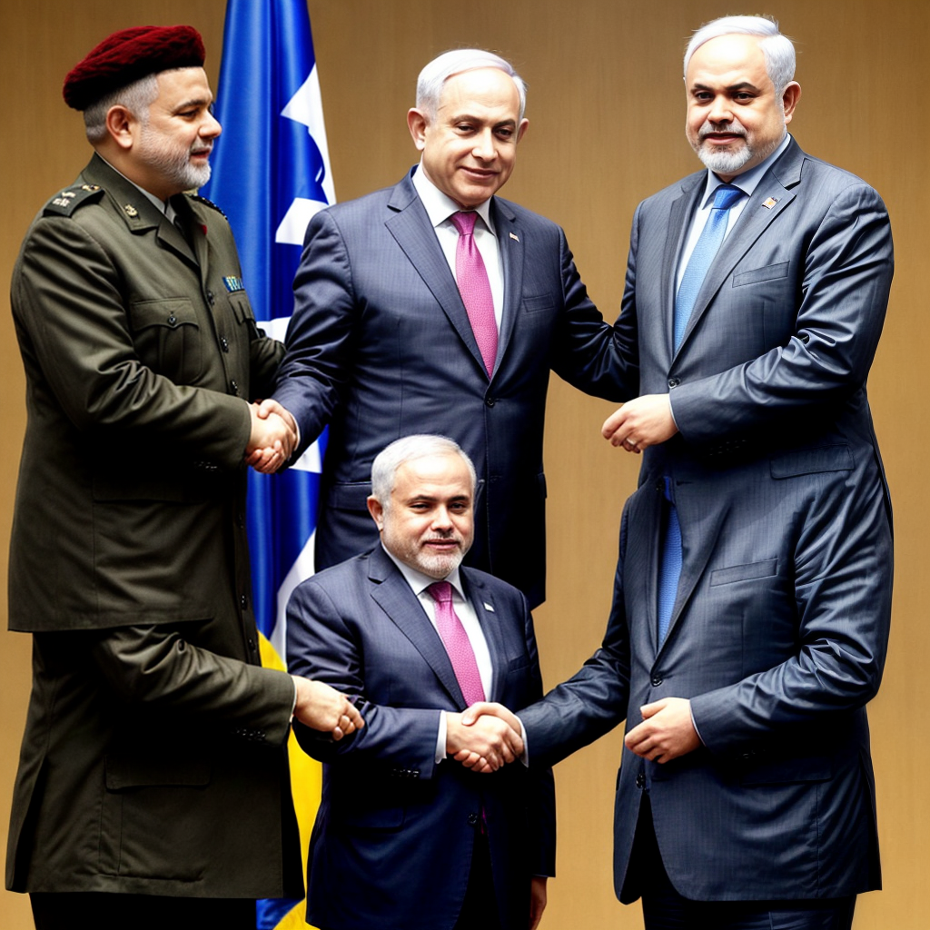 benjamin netanyahu shakes bloody hand with Ismail Haniyeh