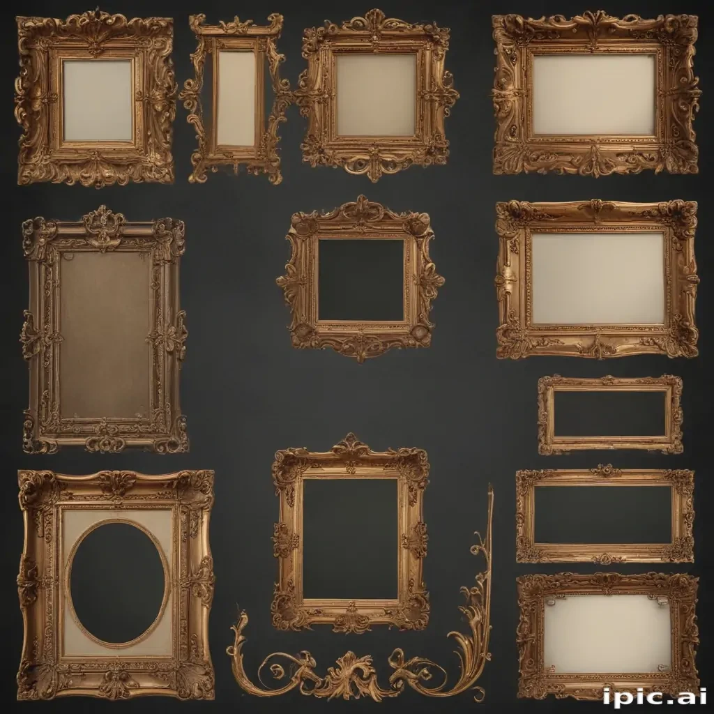 Collection of Ornate Vintage Picture Frames with Various Designs and Sizes