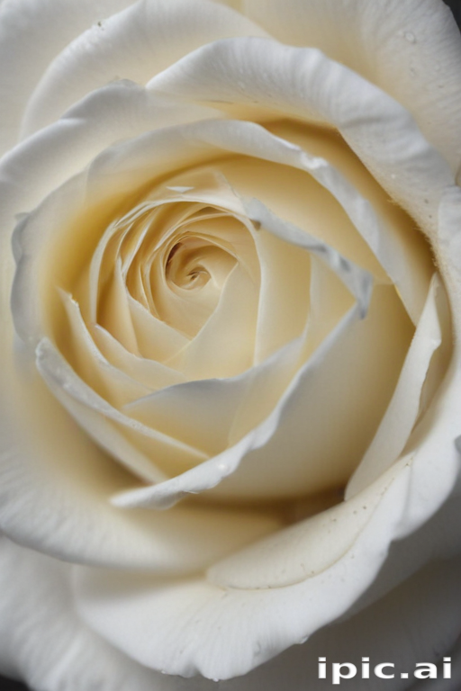 Close-Up View of a Beautiful White Rose in Full Bloom