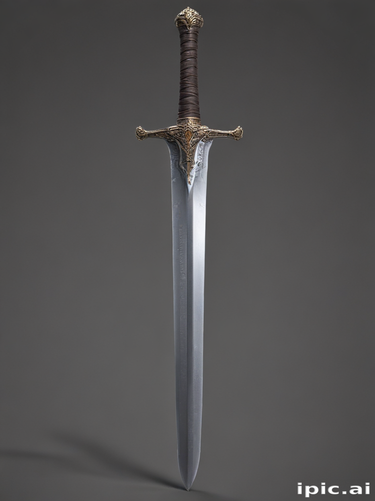 A Majestic Sword with Intricate Design and a Gleaming Blade