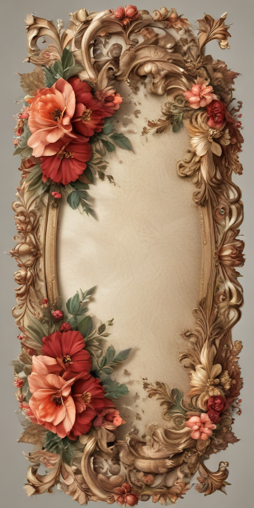 Ornate Floral Frame Design Featuring Rich Colors and Intricate Details