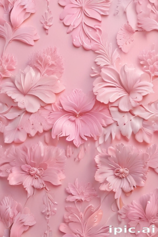 Delicate Pink Floral Design Featuring Intricate 3D Flower Patterns and ...