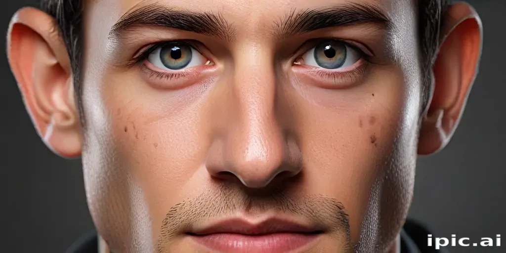 A Close-Up Portrait of a Man with Striking Features and Intense Gaze.