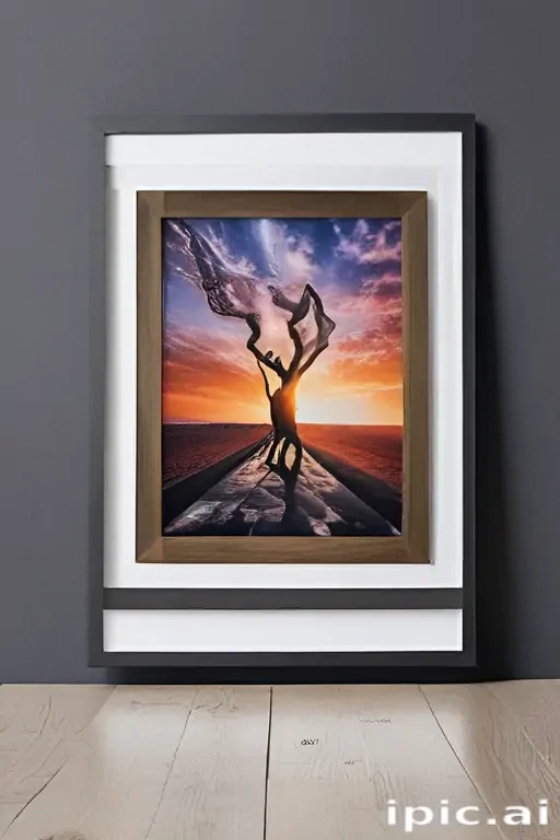 Captivating Sunset Scene with Dancer and Flowing Fabric in Frame
