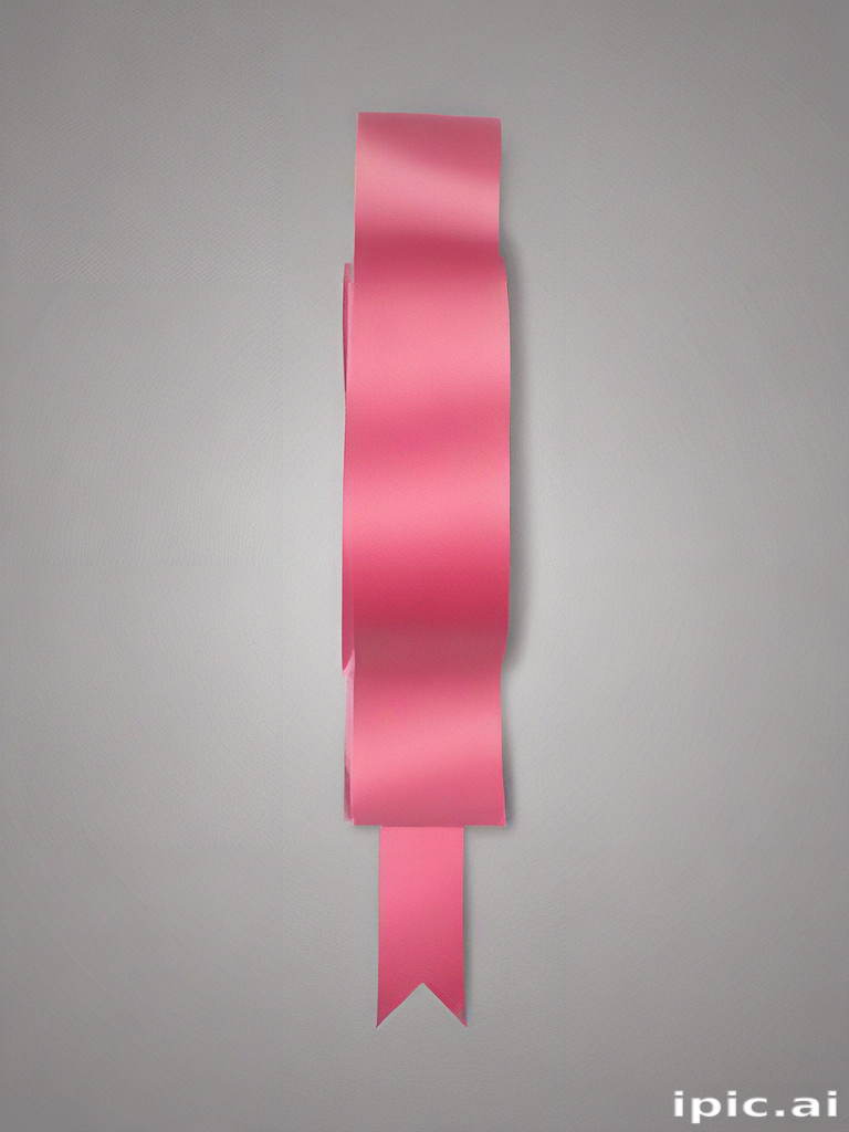 Elegant Pink Ribbon Displayed Vertically Against a Subtle Gray Background