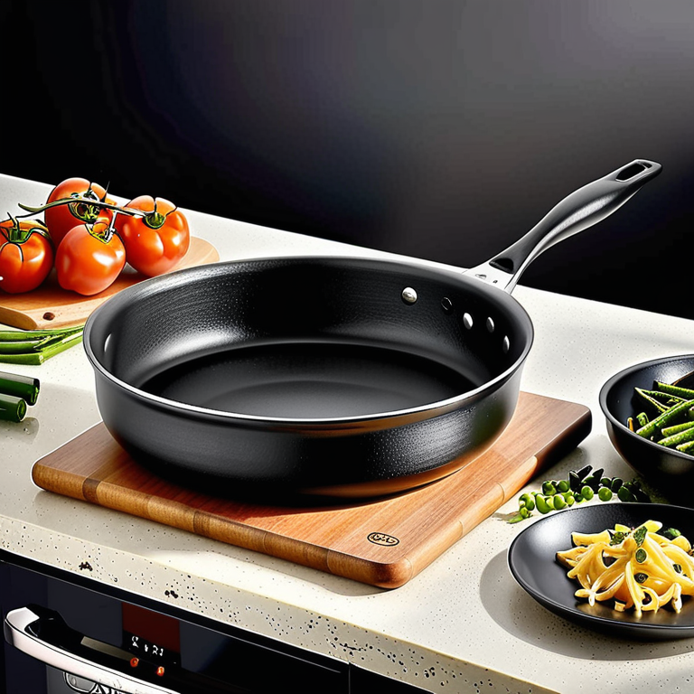 Modern Kitchen Setup Featuring a Nonstick Frying Pan and Fresh Ingredients