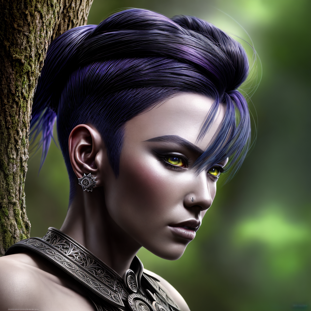 mystical gorgeous hyper realistic female dark elf Mohawk hairstyle in ...
