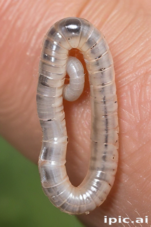 Close-Up of a Unique Transparent Worm Curled on a Finger