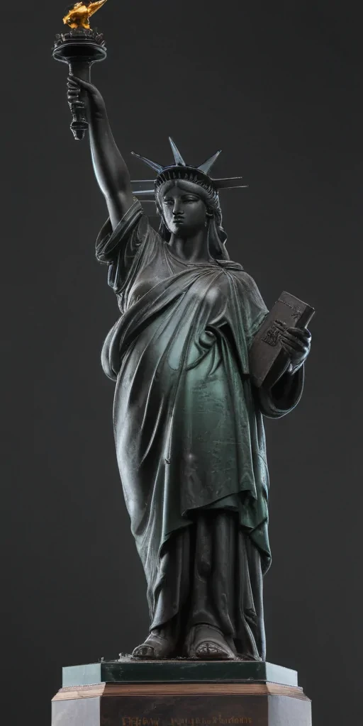 The Iconic Statue of Liberty Holding a Torch and Tablet of Law