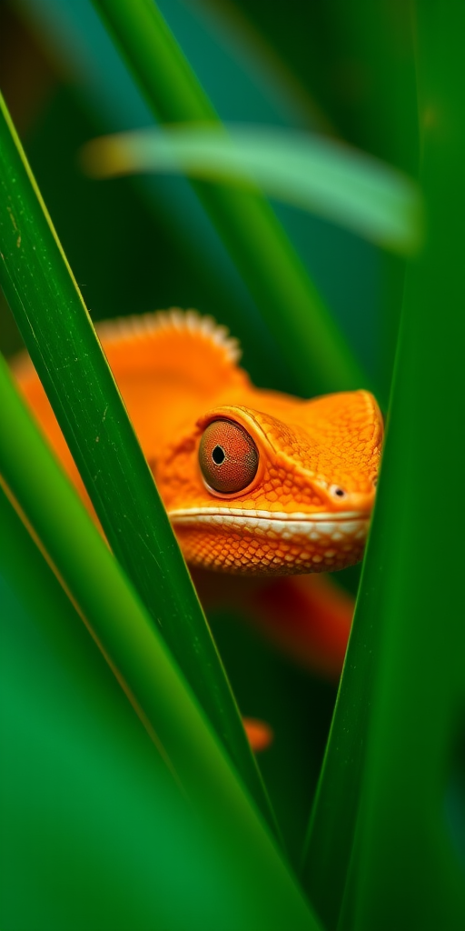A Vibrant Orange Gecko Crawling Across a Pebbled Surface in Nature.