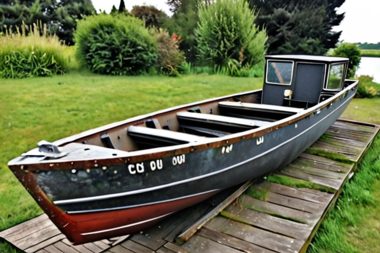 A boat made of iron plates and some scrap