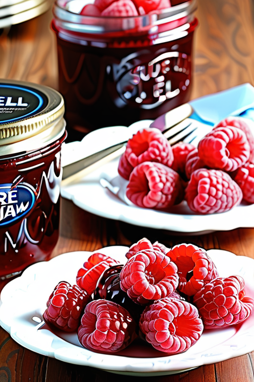 Vibrant Raspberry Pattern with Lush Green Leaves on a Dark Background