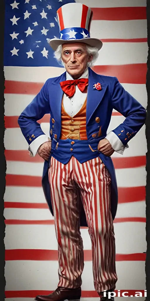 Patriotic Figure in Striped Trousers and Star-Spangled Top Hat