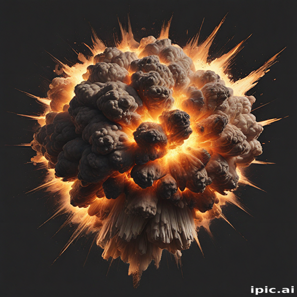 An Explosive Eruption of Smoke and Flames Against a Dark Background