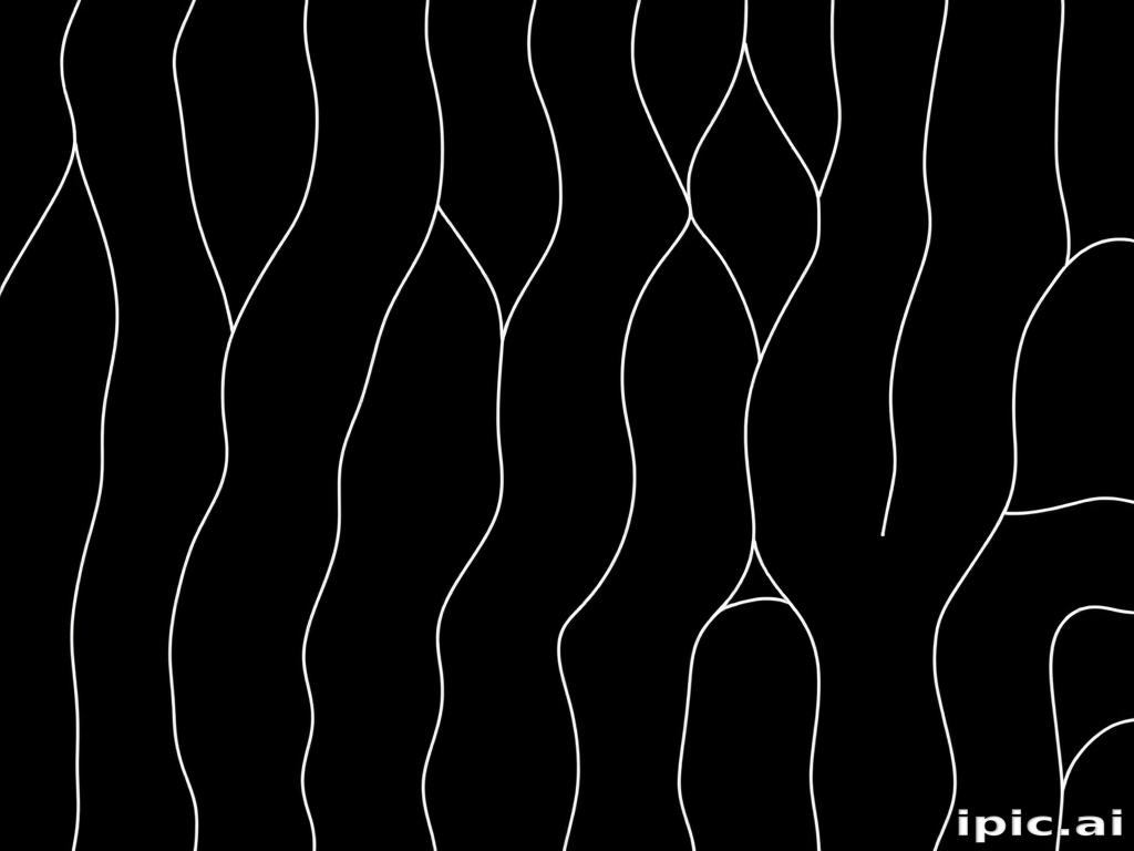 Abstract Black Background with Flowing White Lines Creating a Wave Pattern