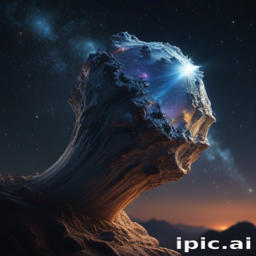 Celestial Landscape: A Cosmic Head Emerging from a Mystical Terrain