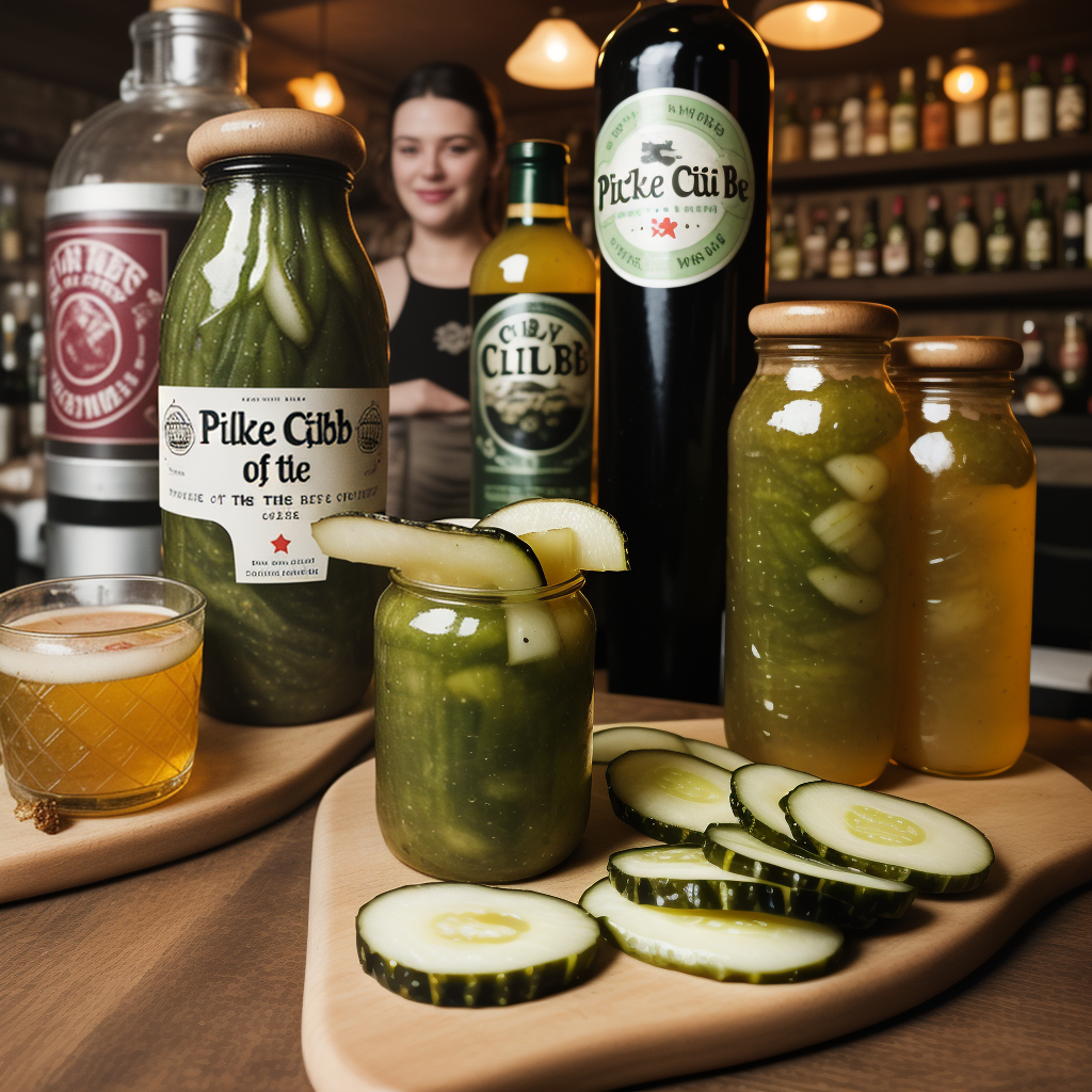 Refreshing Pickle Cocktails and Sliced Cucumbers at a Cozy Bar Setting