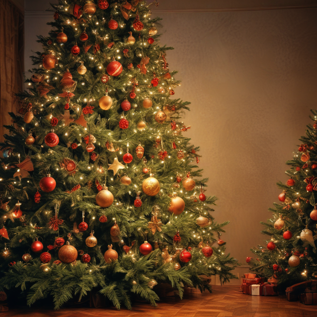 A Beautifully Decorated Christmas Tree Shining with Lights and Ornaments