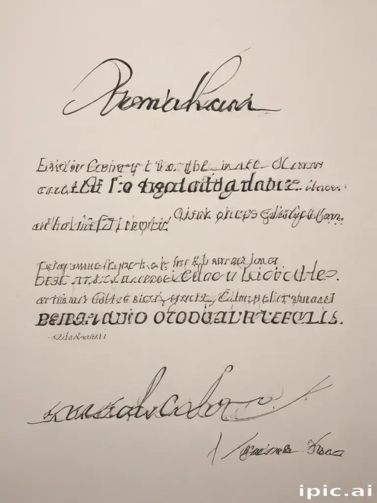 Elegant Calligraphy Displaying Artistic Script and Intricate Flourishes