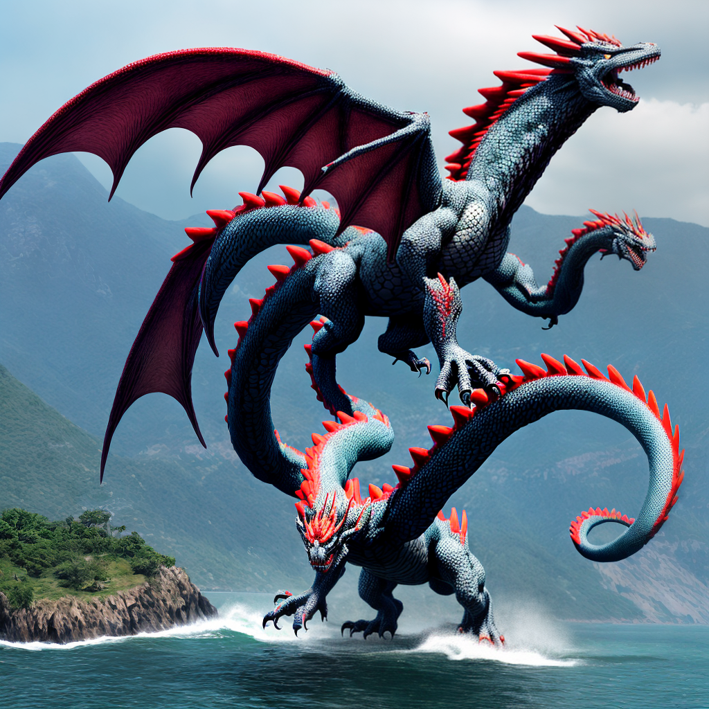 Hyper realistic hydra dragon