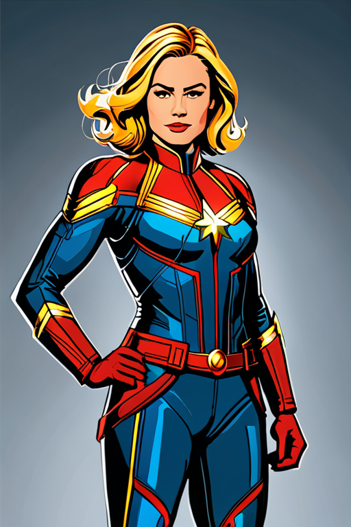Vector portrait of Captain Marvel of Marvel superheroes