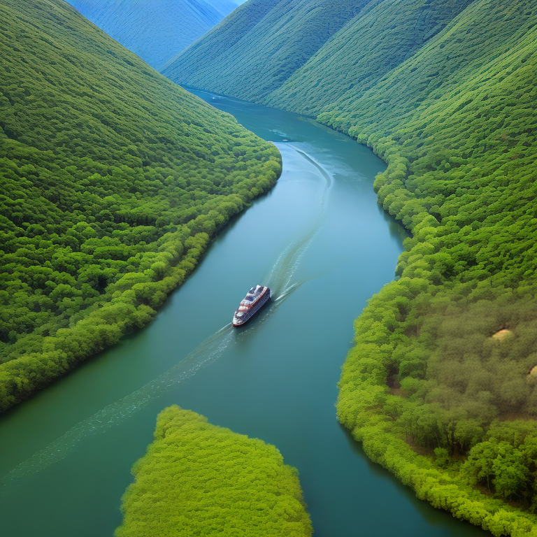 a birds eye view of river flowing through the forest and mountain as ...