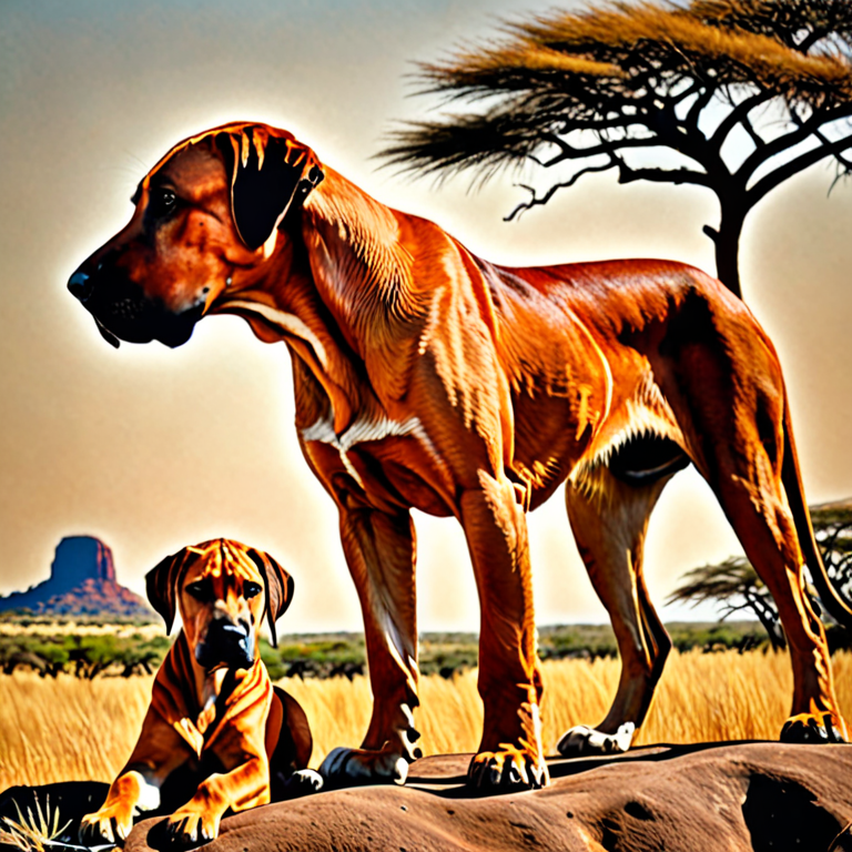 Photorealistic Wheaten colored Rhodesian Ridgeback with dark brown ...