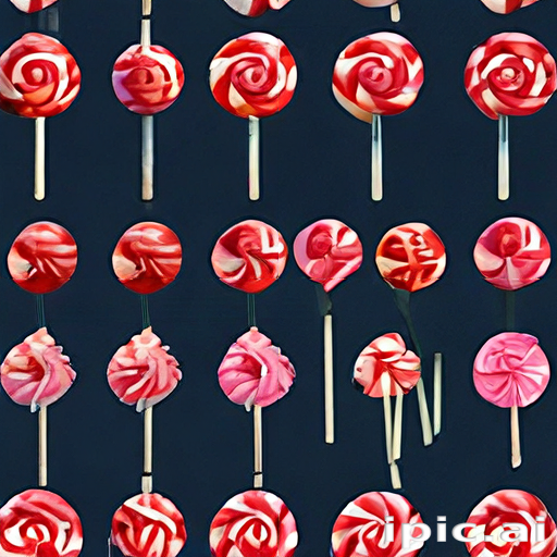 A Colorful Display of Swirled Lollipops in Various Patterns and Sizes.