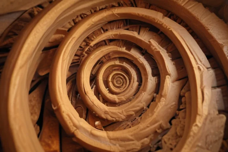 Intricate Wooden Spiral Design Showcasing Natural Patterns and Textures