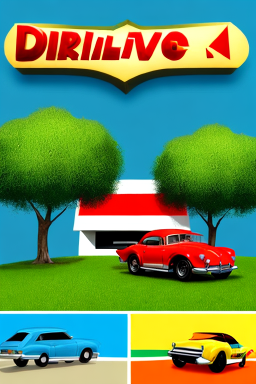 Drive-in logo with cars and popcorn