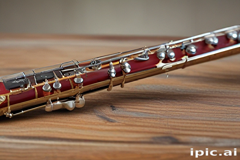 A Beautifully Crafted Flute Resting Elegantly on a Wooden Surface
