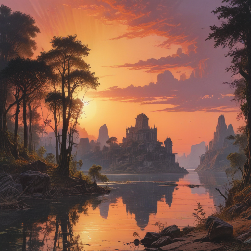 roman empire jean giraud moebius oniric landscape piranesi lake sunset