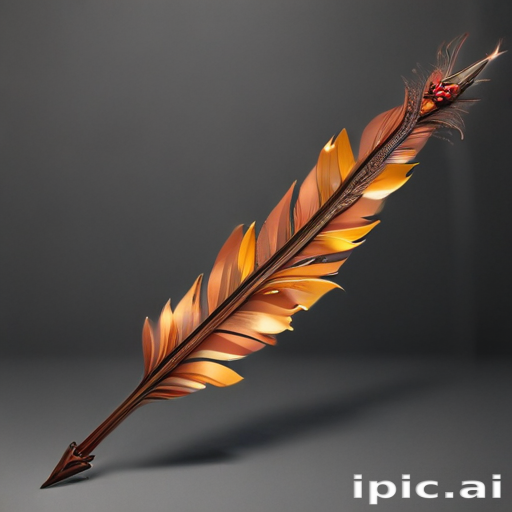 A Beautifully Crafted Ornate Feather Quill with Vibrant Orange and ...