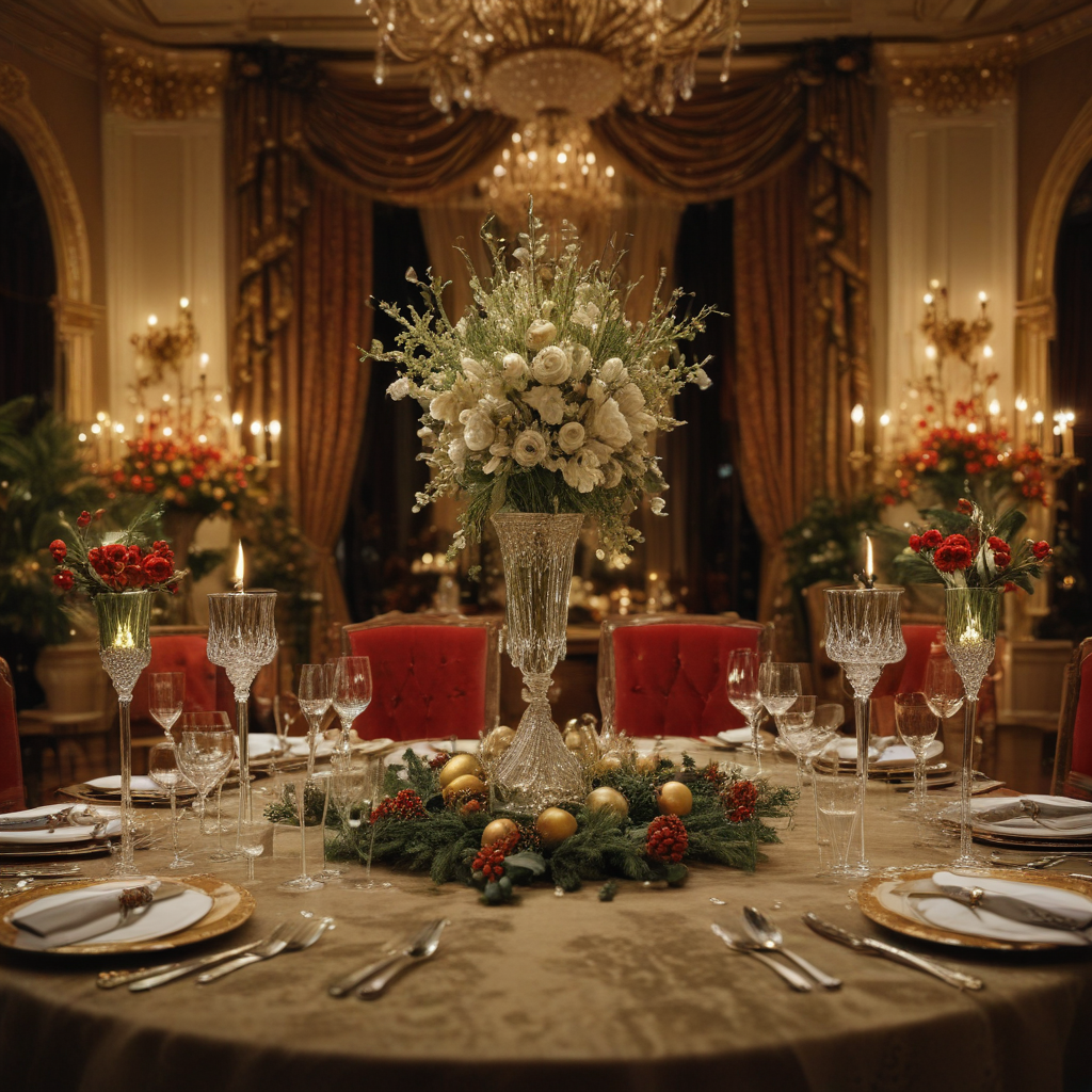 Elegant Festive Dining Table Set for a Luxurious Holiday Celebration
