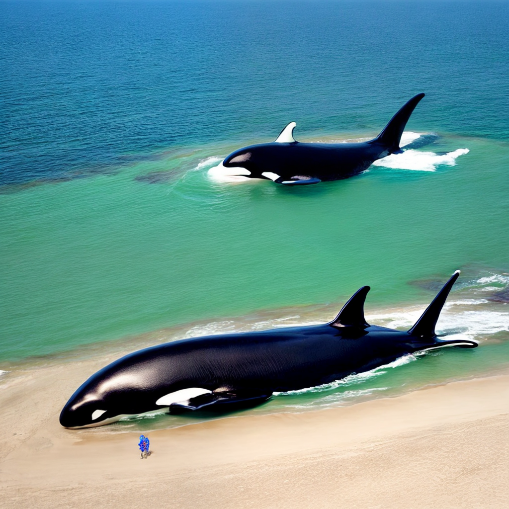 giant inflatable orca beach