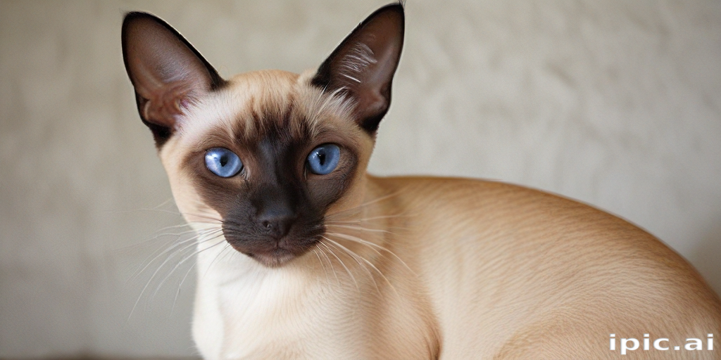 A Beautiful Siamese Cat with Striking Blue Eyes Posing Gracefully.