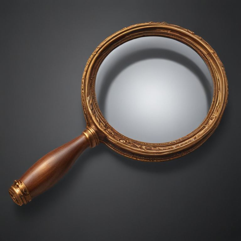 Intricate Antique Magnifying Glass with a Beautifully Carved Wooden Handle