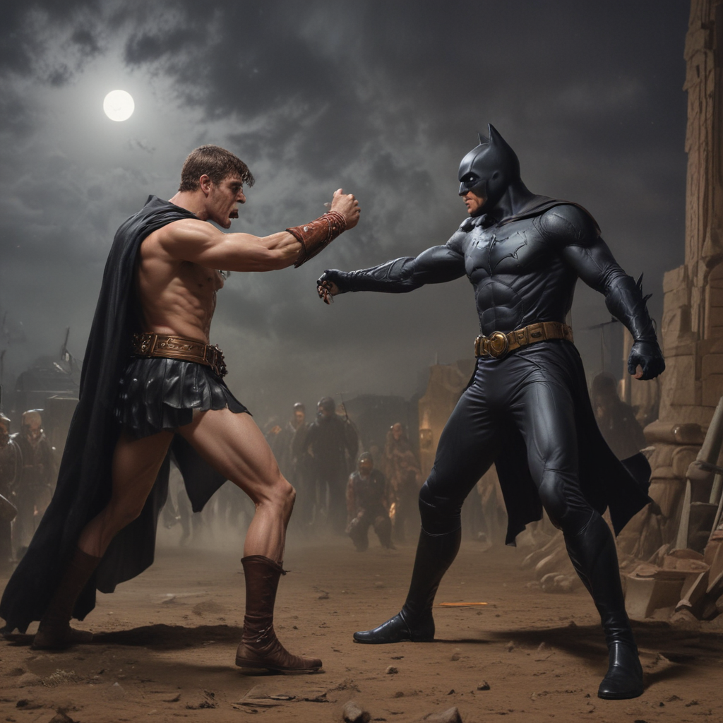 night-man fighting day-man while uncle jack watches the colossal battle