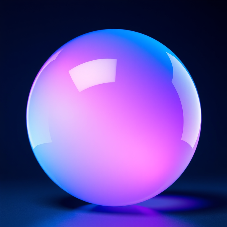A Colorful, Reflective Sphere Emitting a Soft, Ethereal Glow in Dark Space.