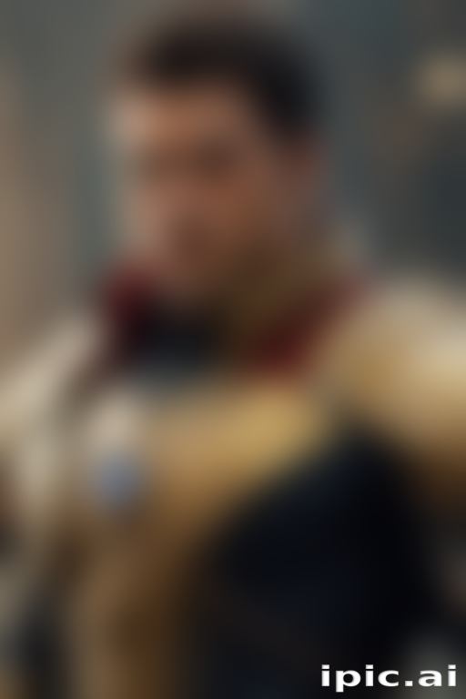 A Heroic Figure in a Golden Costume with a Determined Expression.