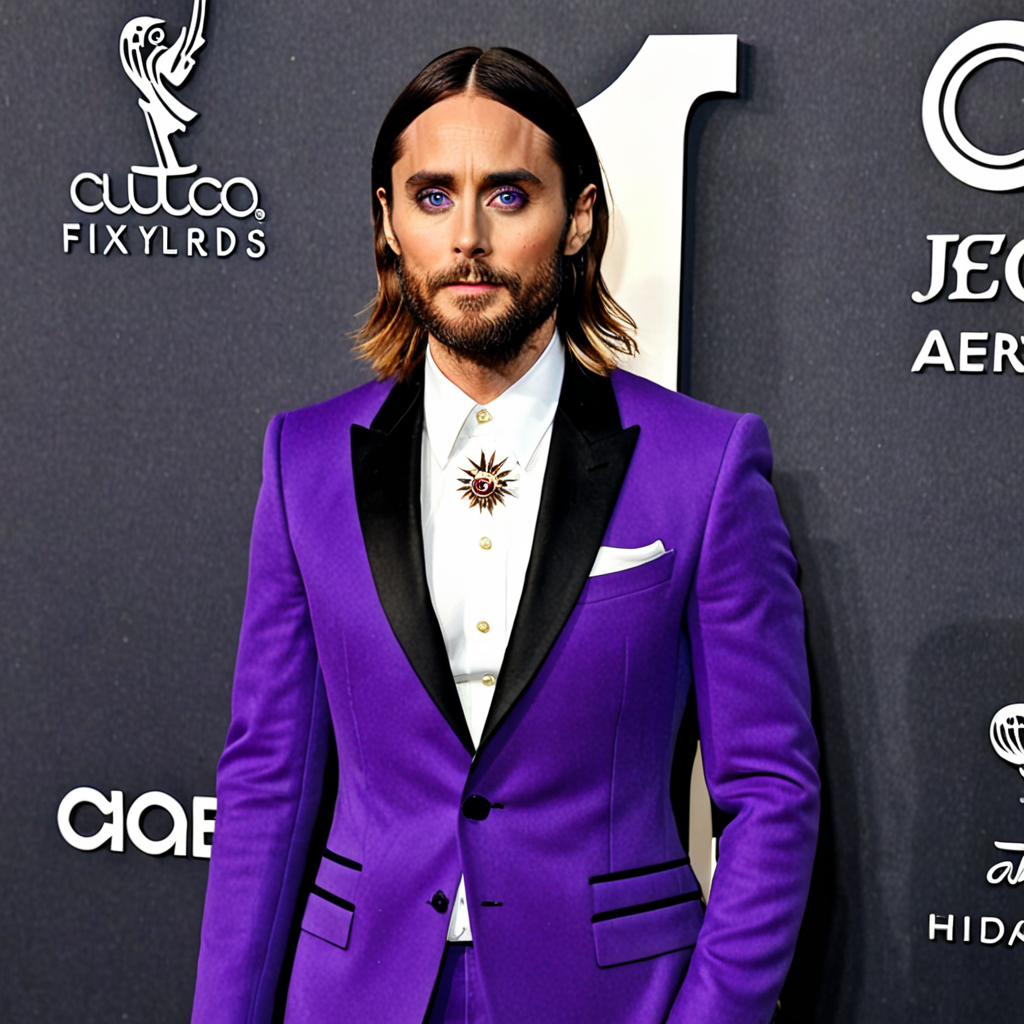 jared leto with a purple suit