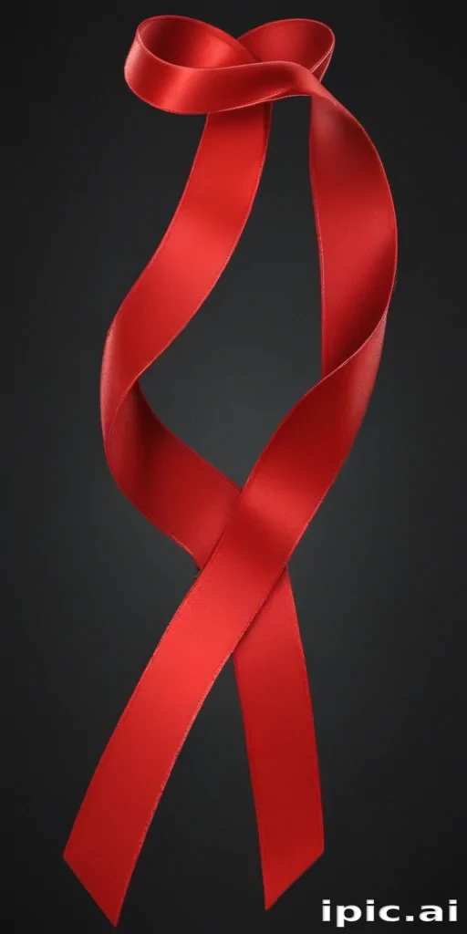 Elegant Red Ribbon Twisting Gracefully Against a Dark Background