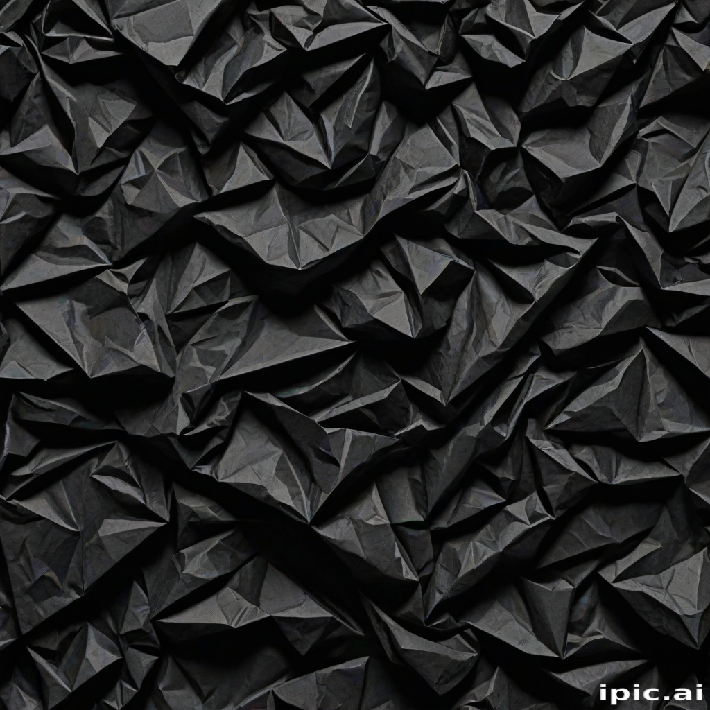 Intricate Patterns of Crumpled Black Paper Creating a Textured Visual ...